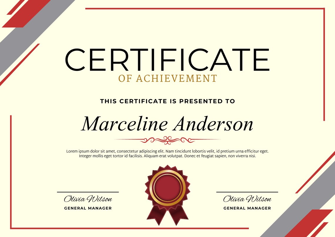 Editable Certificate of Achievement | Printable Certificate Template ...