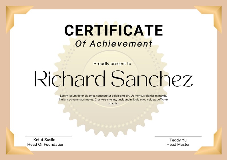 Editable Certificate of Achievement Printable Certificate Template ...