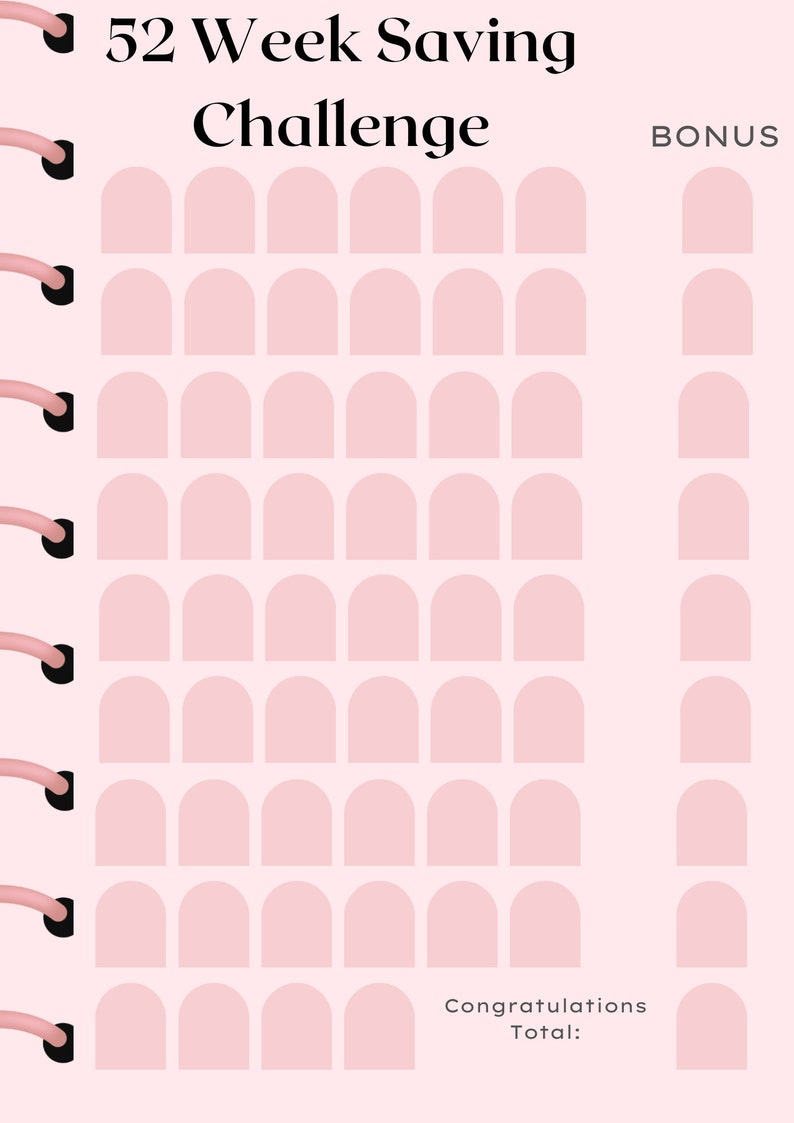 Printable 52 Week Envelope Challenge, Savings Challenge Tracker, Money ...