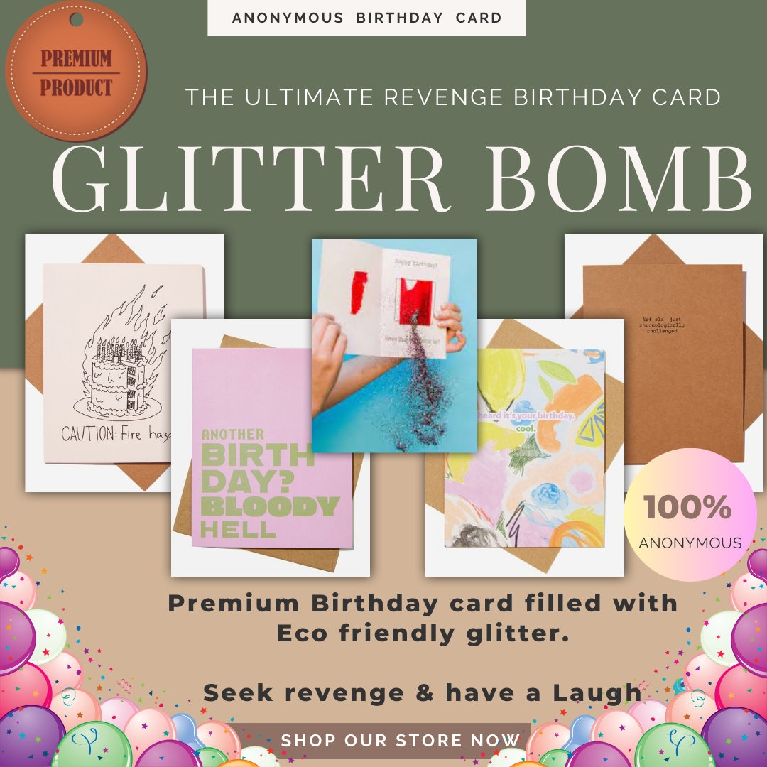PREMIUM Glitter Bomb Birthday Card, Anonymous Prank Birthday Card ...
