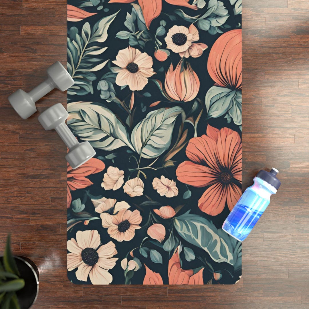 Floral Yoga Mat, Botanical Print Exercise Mat, Nature Lover Fitness ...