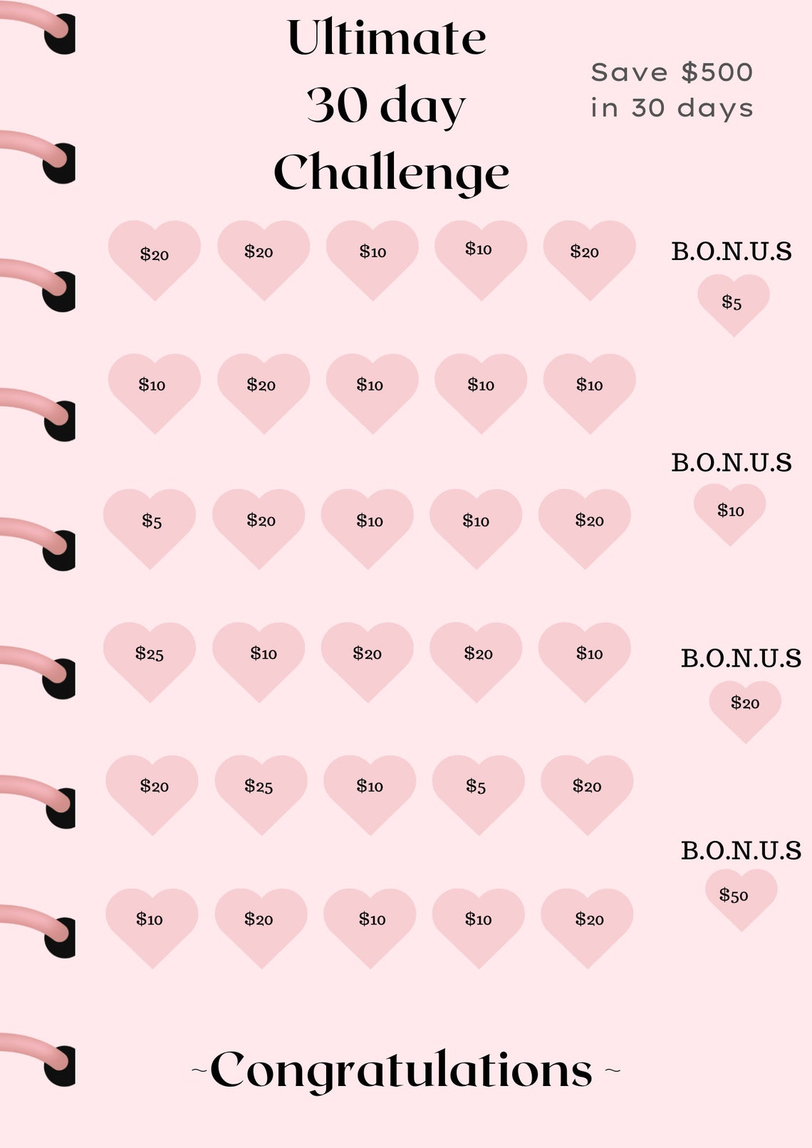 Printable Envelope Challenge, 30 Day Savings Challenge Tracker, Money ...
