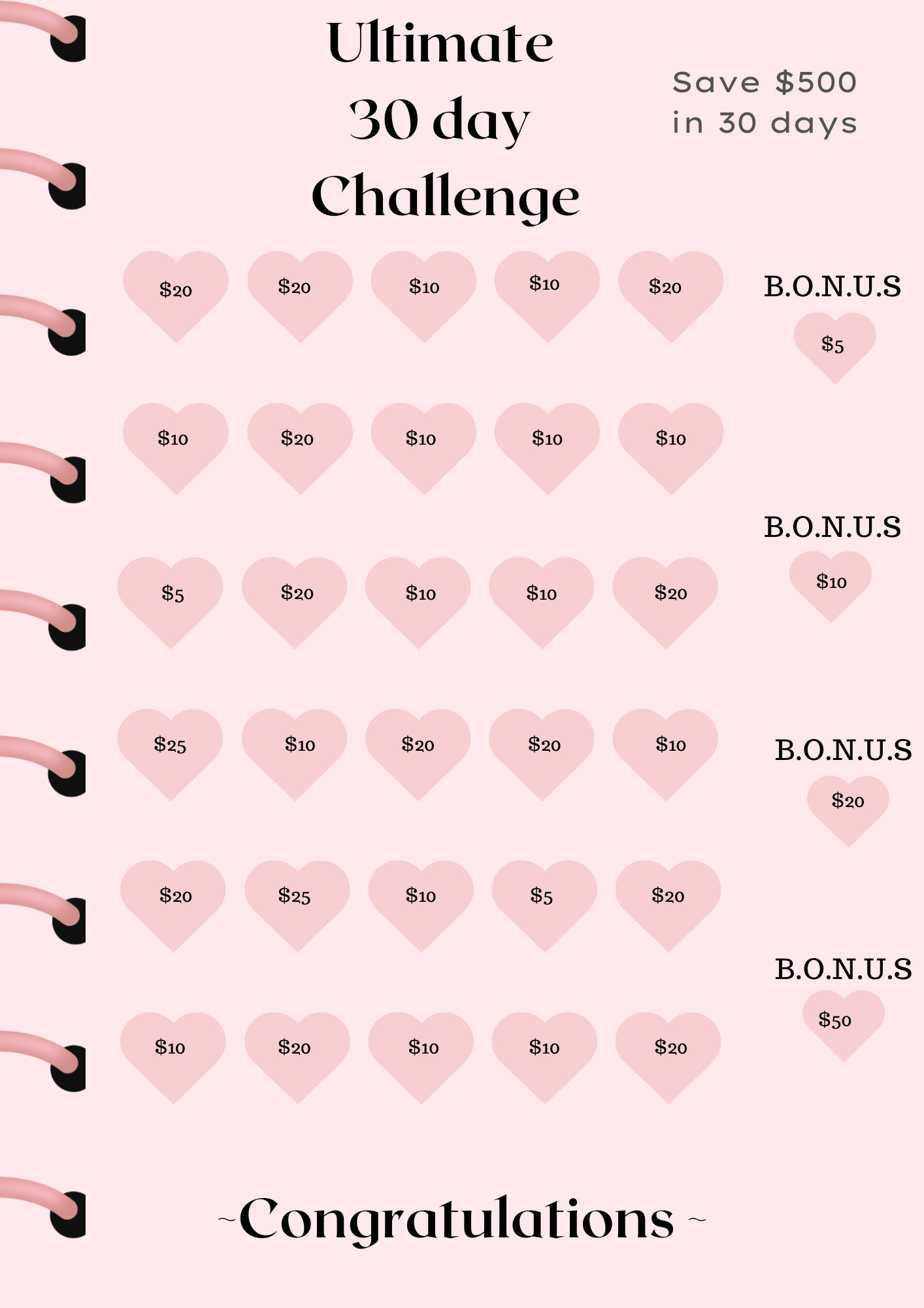 Printable Envelope Challenge, 30 Day Savings Challenge Tracker, Money ...