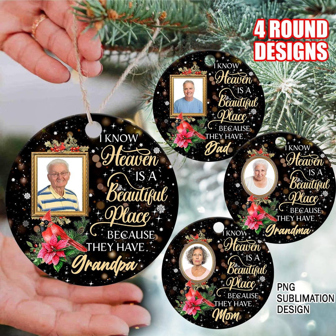 Memorial Photo Ornament Bundle, Personalized Remembrance Ornament ...