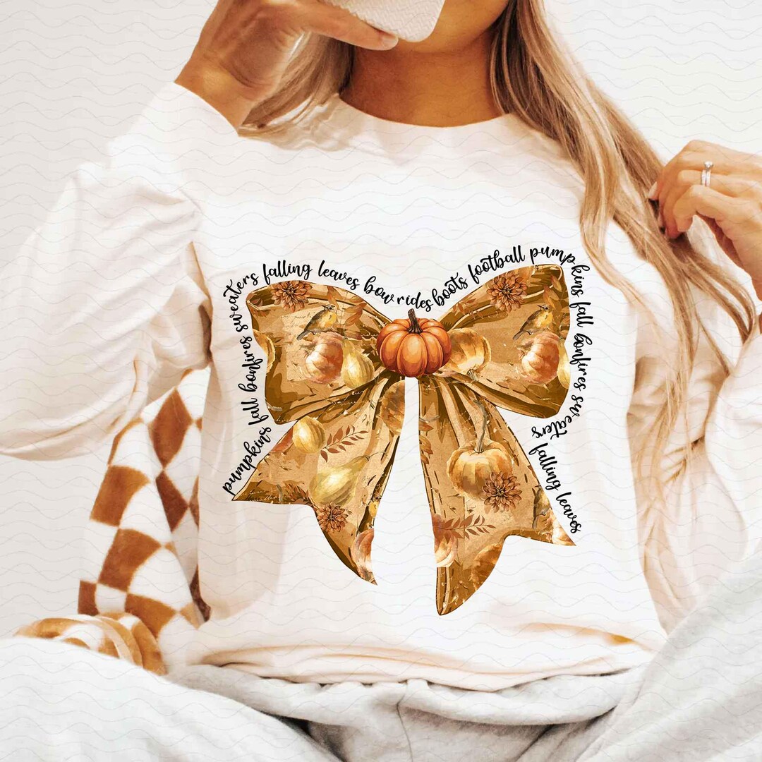 Coquette Autumn Png, Retro Fall Basics Png, Coquette Fall Bow Png, Fall ...