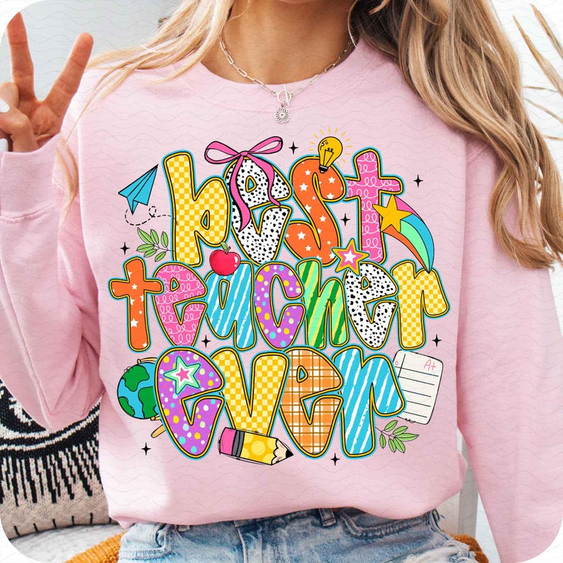Preppy Best Teacher Ever PNG, Teach Love Inspire PNG, Teacher Shirt ...