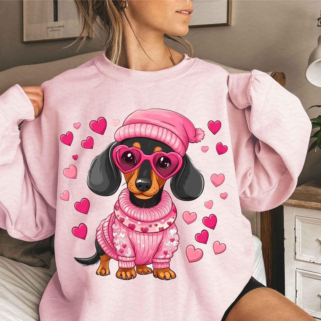 Valentine Dachshund Dog, Sausage Dog Png, Valentine's Day Dog Mom Png ...