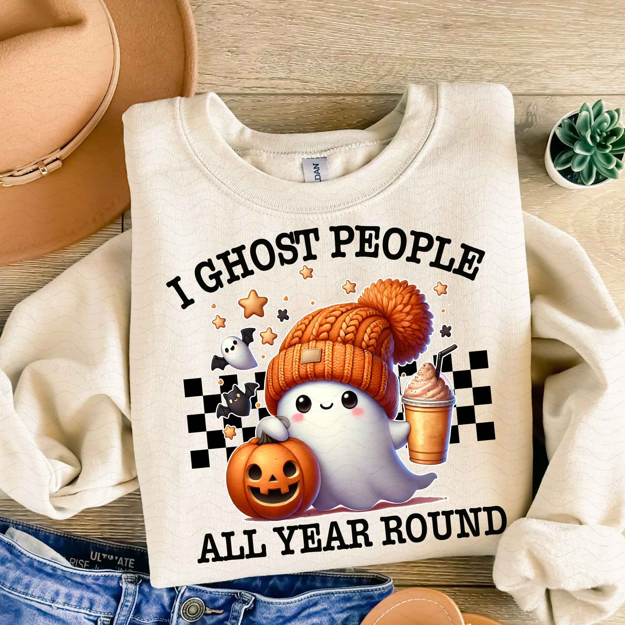 Retro I Ghost People Png, Halloween Png, Cute Ghost Pumpkin Png, Spooky ...