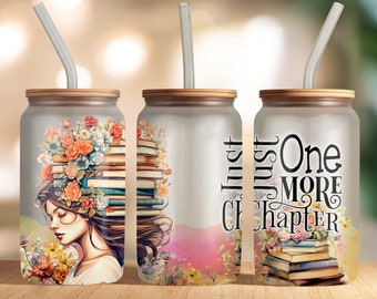 Just One More Chapter Books Reading 16 Oz Libbey Glass Can Tumbler ...