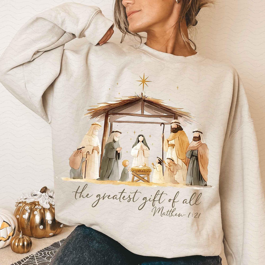 Greatest Gift of All PNG, Bow Nativity Coquette Christmas Sublimation ...