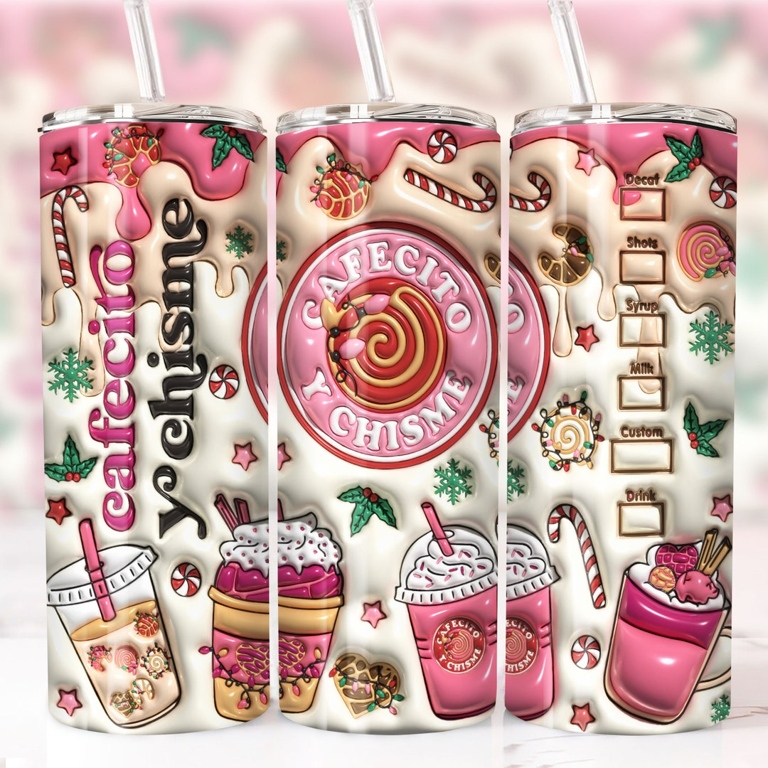 3D Cafecito Y Chisme Christmas Conchas Inflated Tumbler Wrap, Concha ...