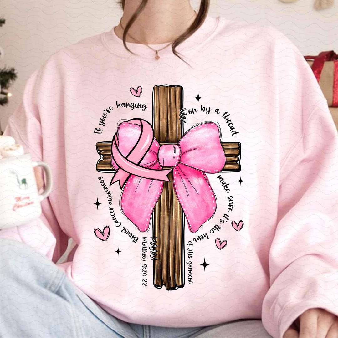 Jesus Pink Bow Cross Breast Cancer, Breast Cancer Awareness Shirt ...