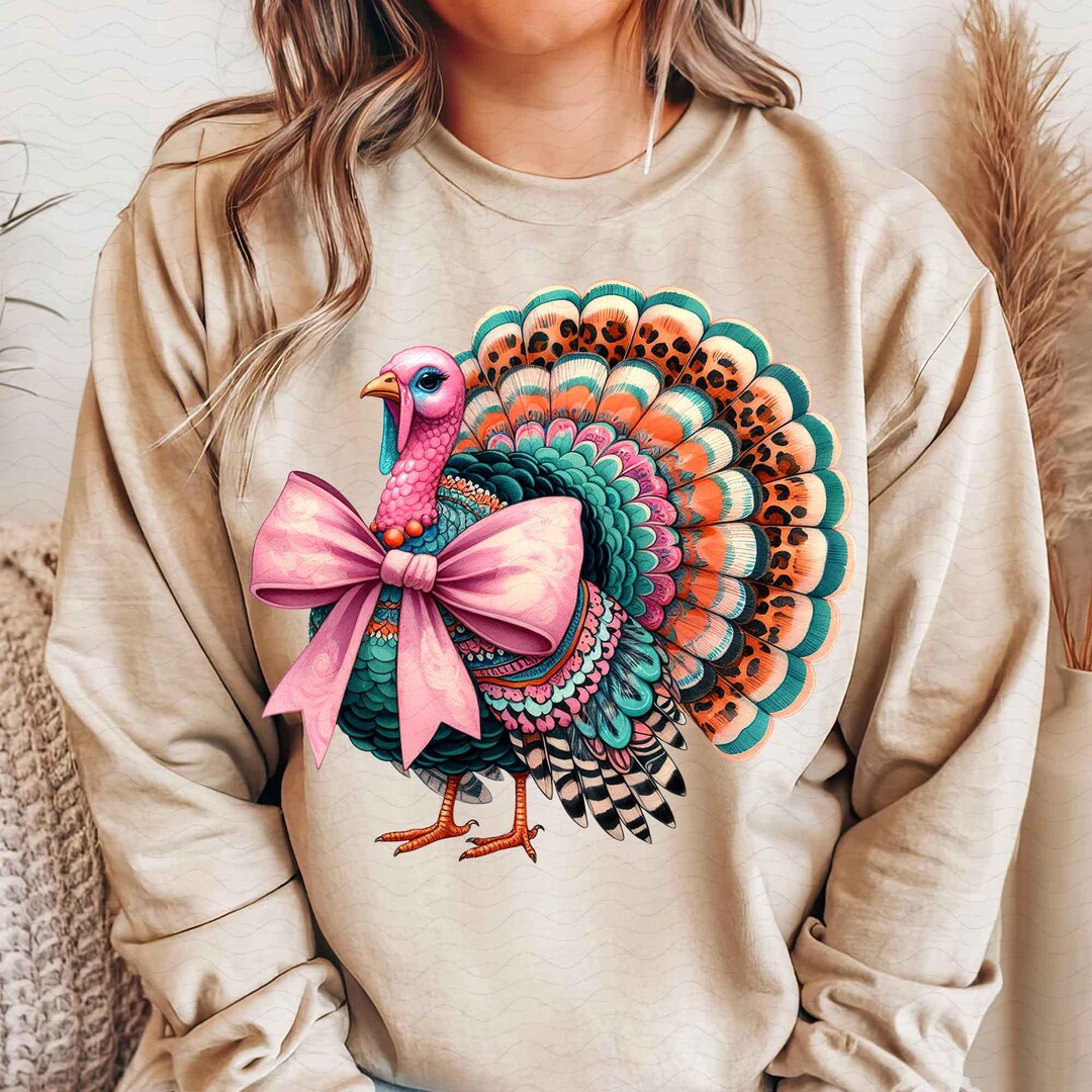 Boho Turkey PNG Coquette Thanksgiving Turkey Png Trendy Fall Vibes ...