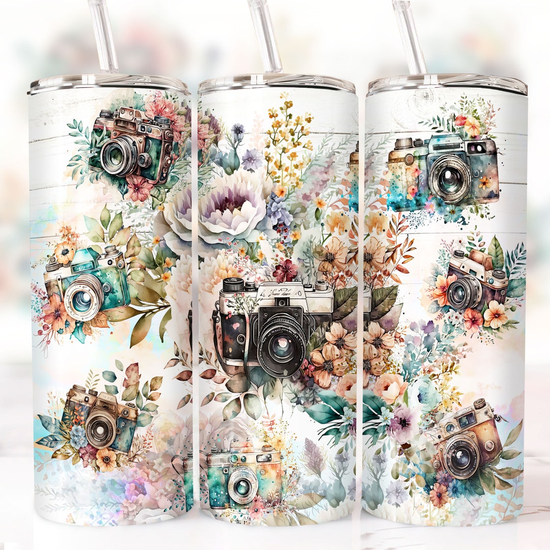 Photography Photographer Tumbler Wrap, Camera 20 Oz Skinny Sublimation ...