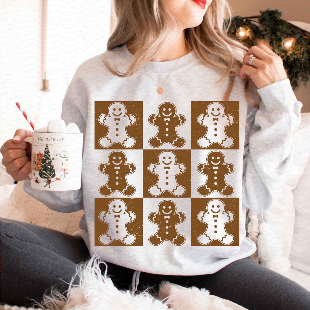 Retro Checkered Gingerbread Man PNG, Trendy Distressed Christmas PNG ...