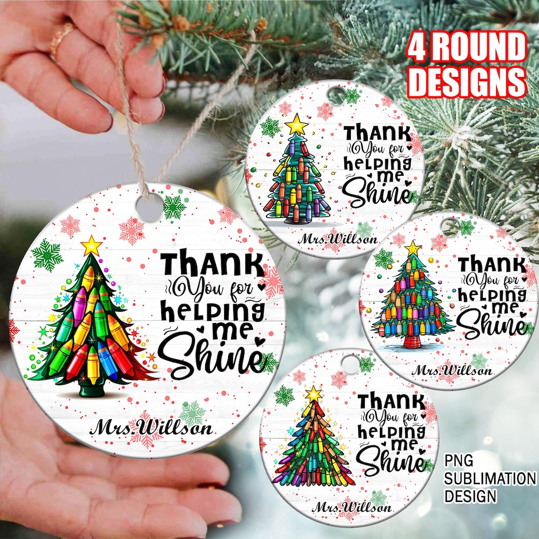 Christmas Crayon Ornament PNG, Custom Teacher Christmas Ornament PNG ...