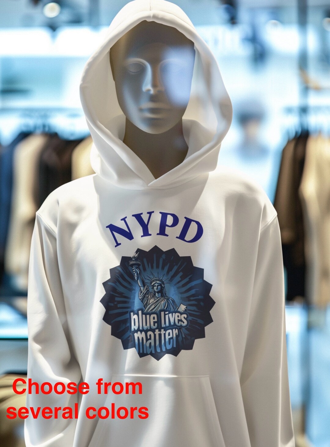 NYPD Blue Lives Matter Hoodie Support Law Enforcement, Patriotic Police ...