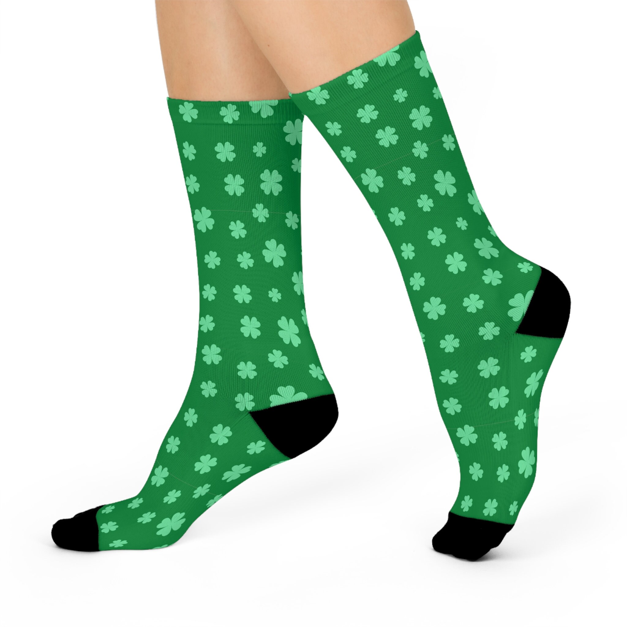 Lucky Green Shamrock St Patrick's Day Socks, Funny Holiday Socks, Funky ...