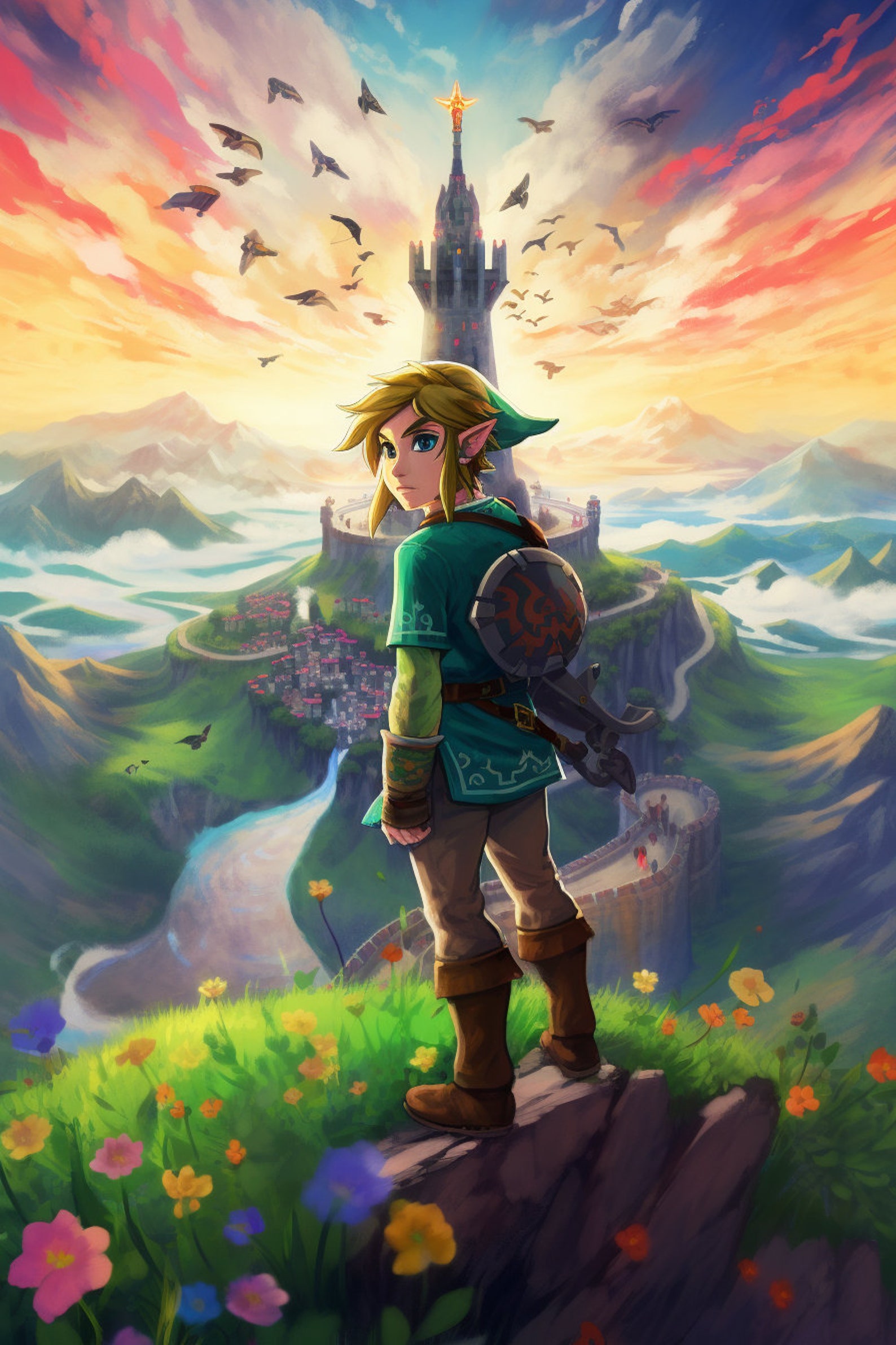 Link Land of Hyrule Legend of Zelda: Tears of the Kingdom Digital Image ...