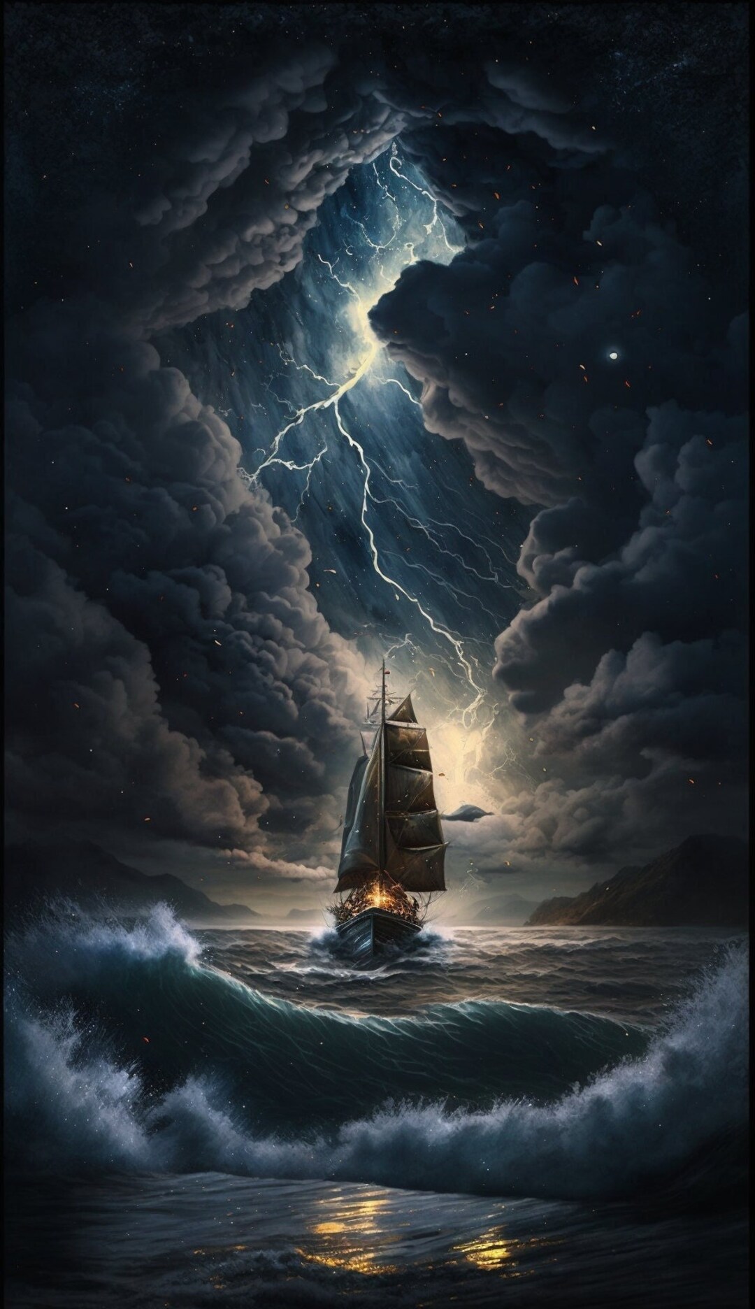 A Stormy Night at Sea, Digital Image .JPG File - Etsy
