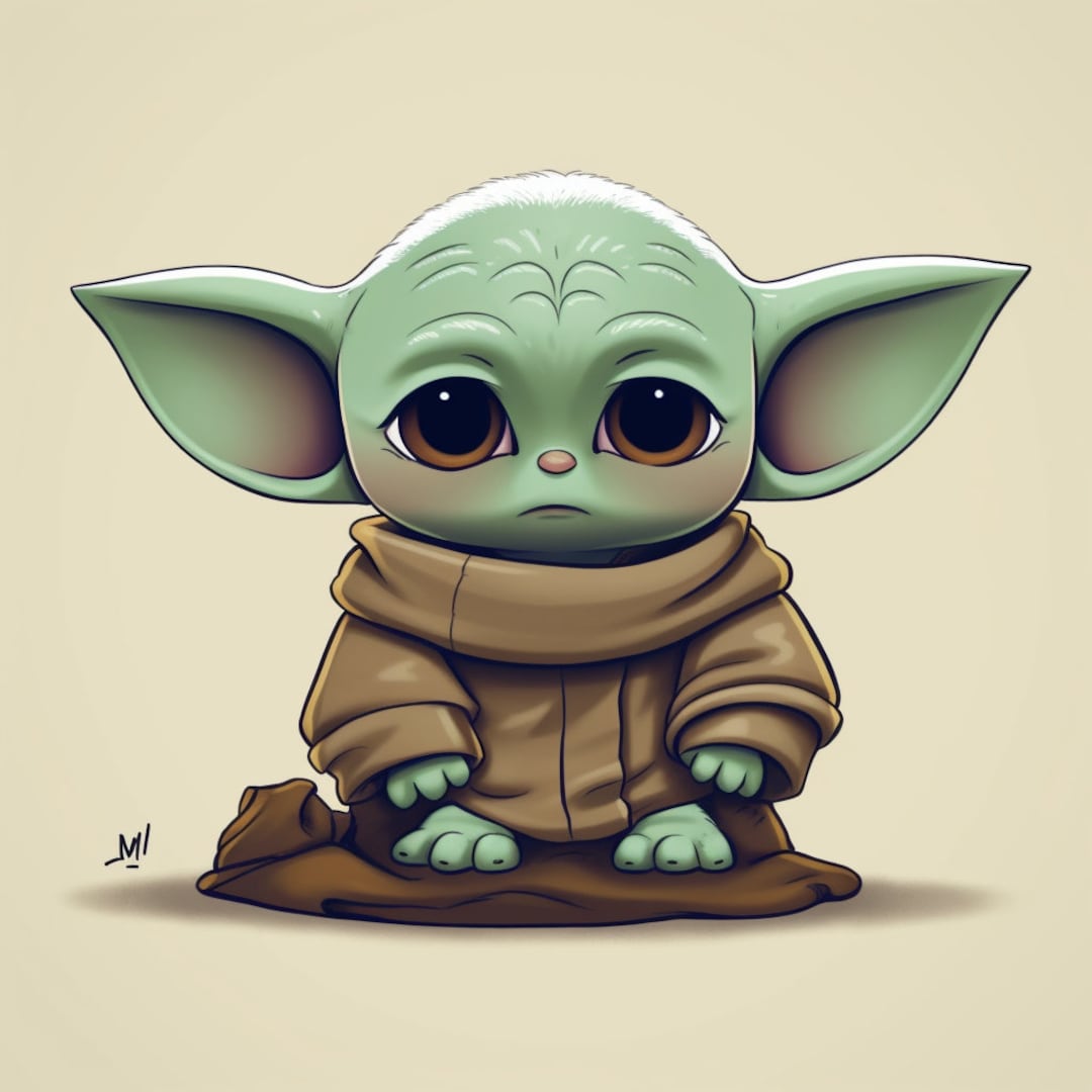 Cute Animated Baby Yoda Star Wars Mandalorian Digital Image .PNG File ...