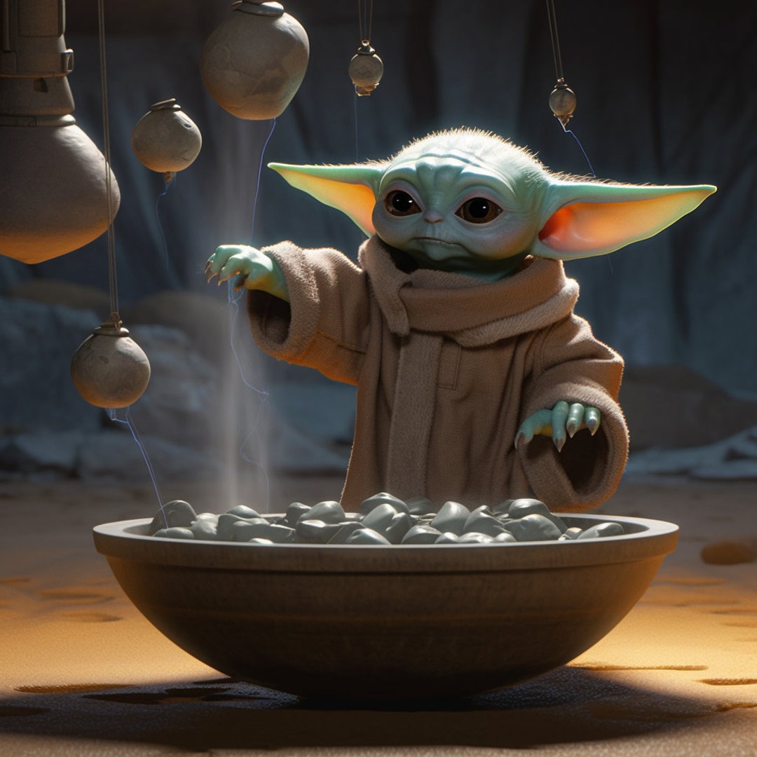 Baby Yoda Grogu Star Wars Uses the Force Mandalorian Digital - Etsy