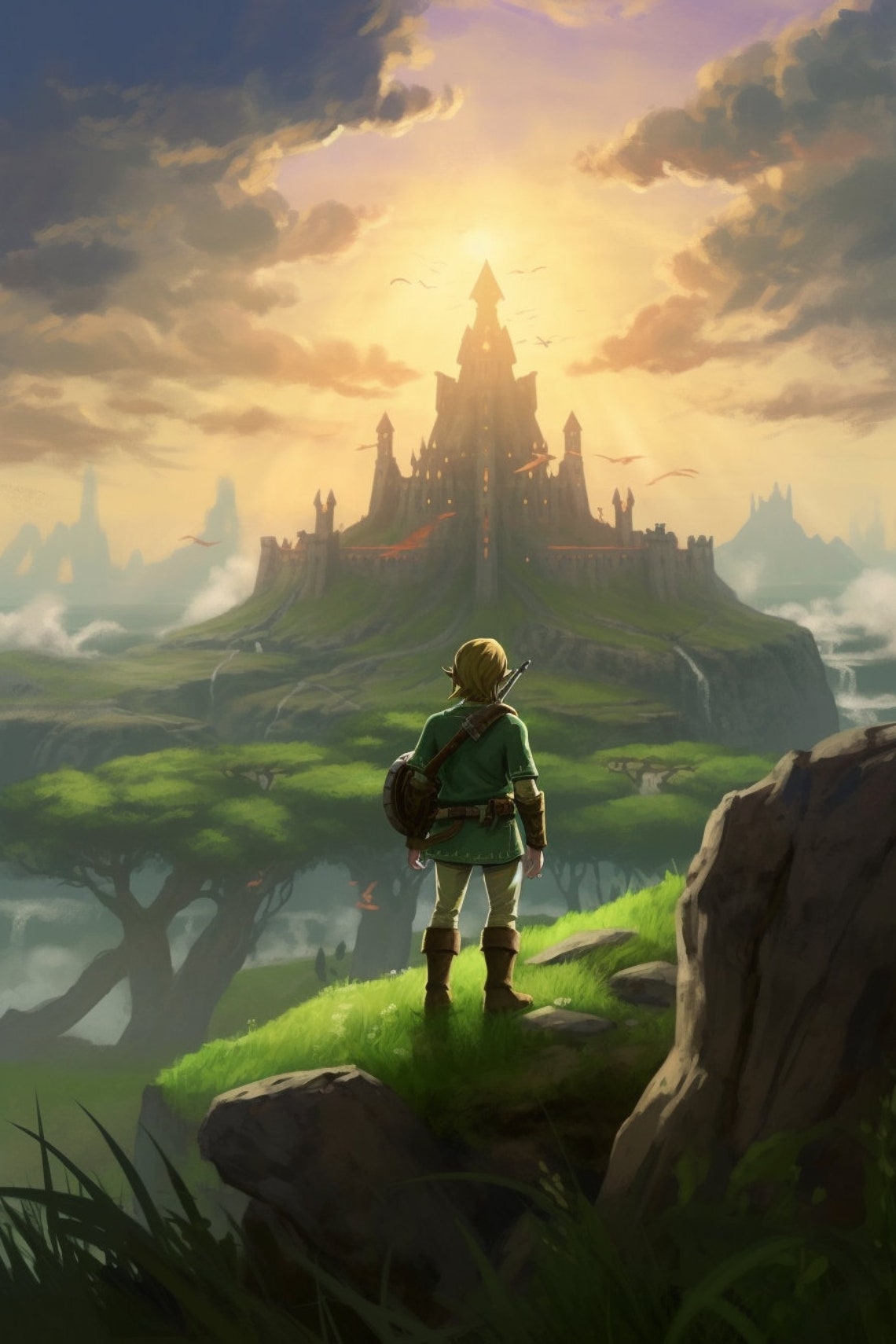 Link Land of Hyrule Legend of Zelda: Tears of the Kingdom Digital Image ...