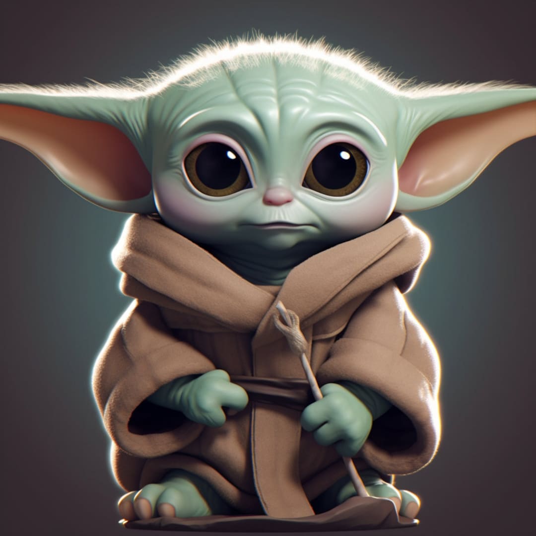 Cute Animated Baby Yoda Star Wars Mandalorian Digital Image .PNG File ...