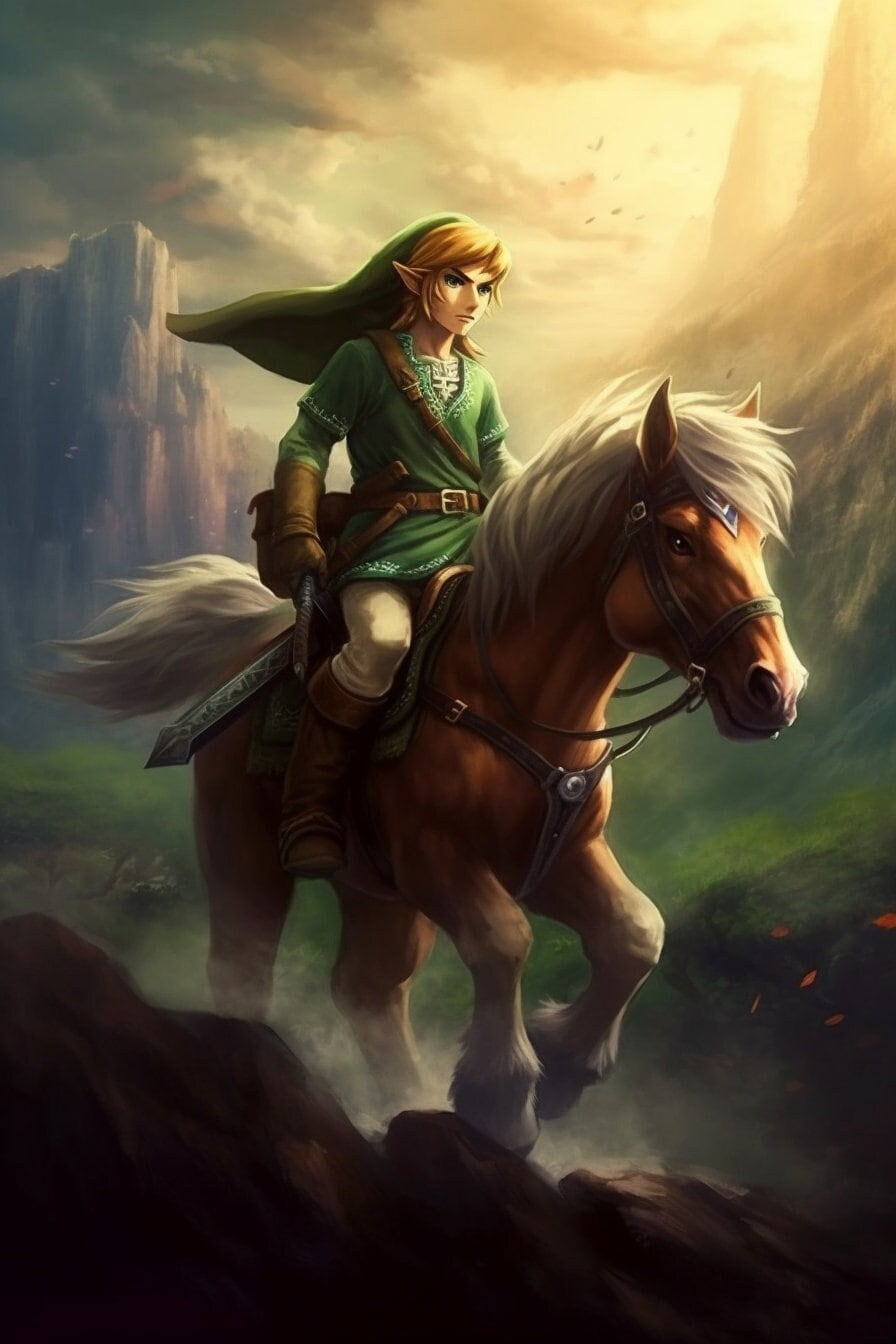 Link Riding Epona Horse Legend of Zelda: Tears of the Kingdom Digital ...