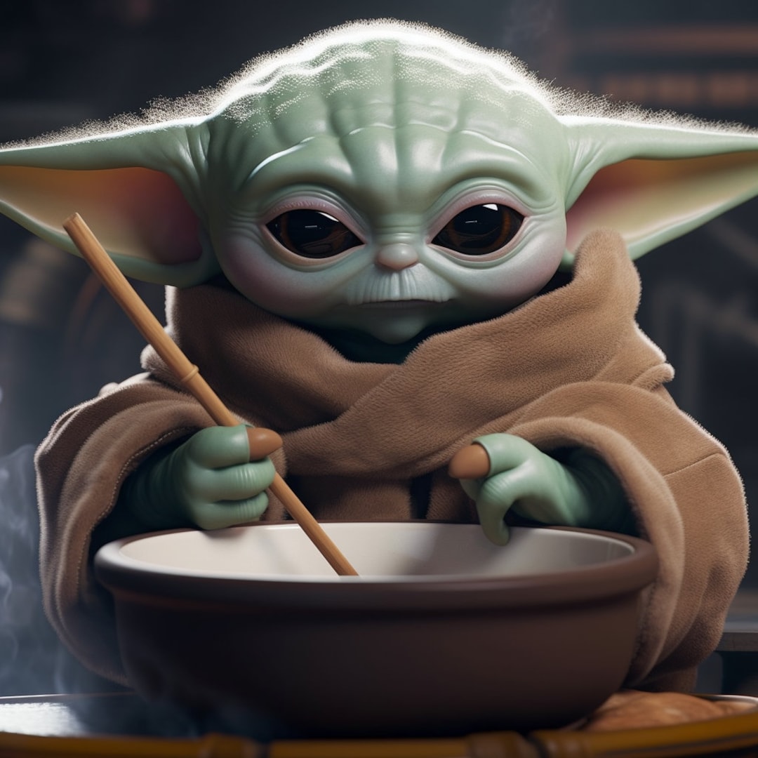 Baby Yoda Eating Soup Star Wars Mandalorian Digital Image .PNG File - Etsy