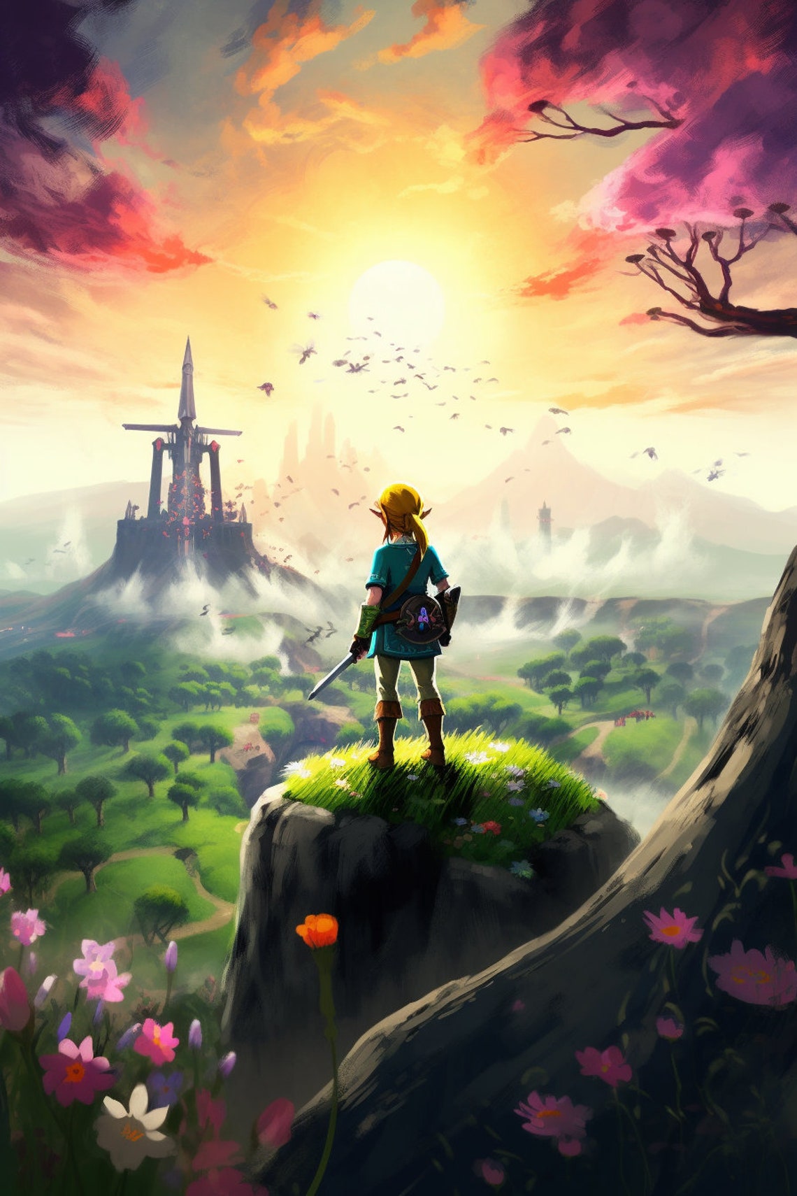 Link Land of Hyrule Legend of Zelda: Tears of the Kingdom Digital Image ...