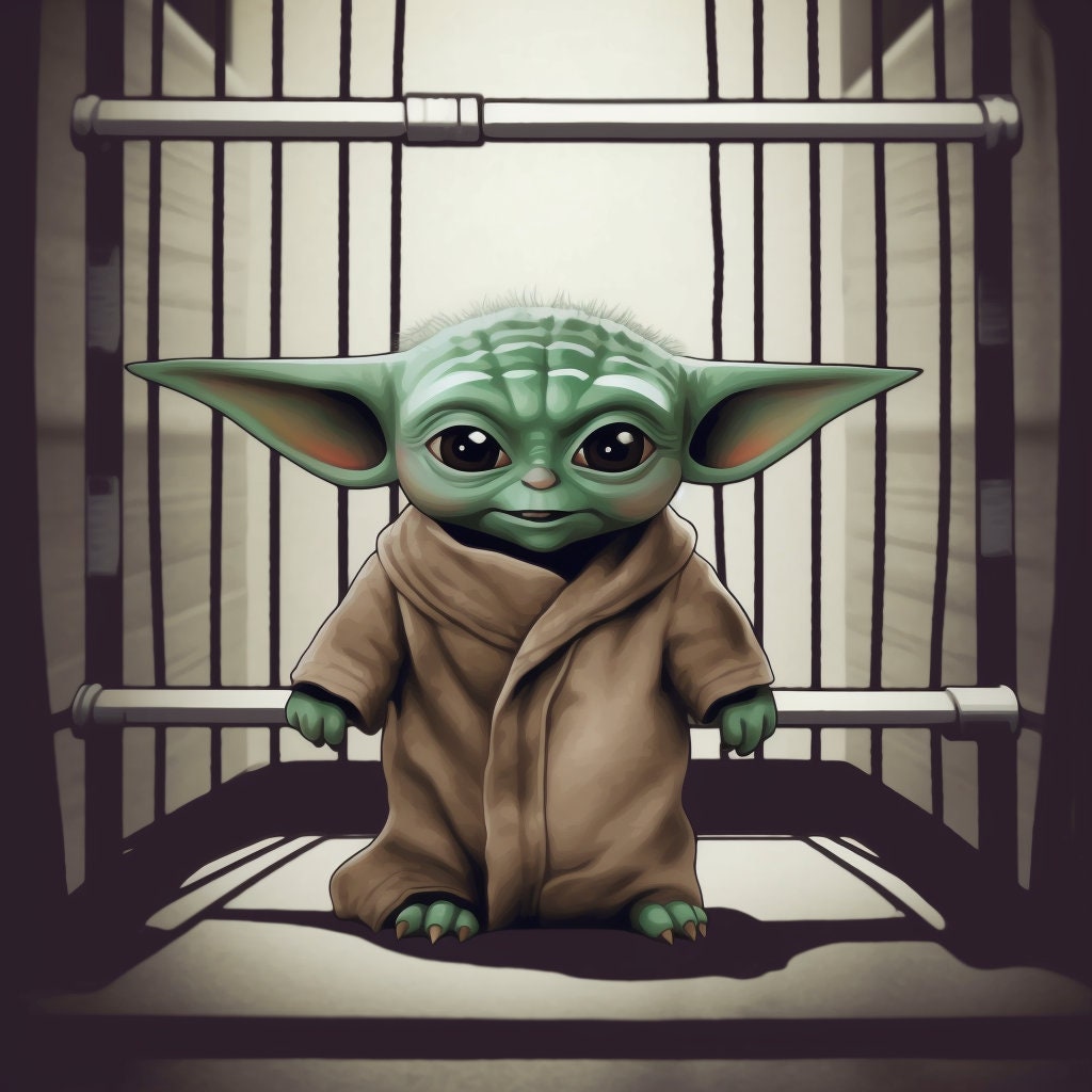 Cute Baby Yoda Locked up in Prison Star Wars Mandalorian Digital Image ...