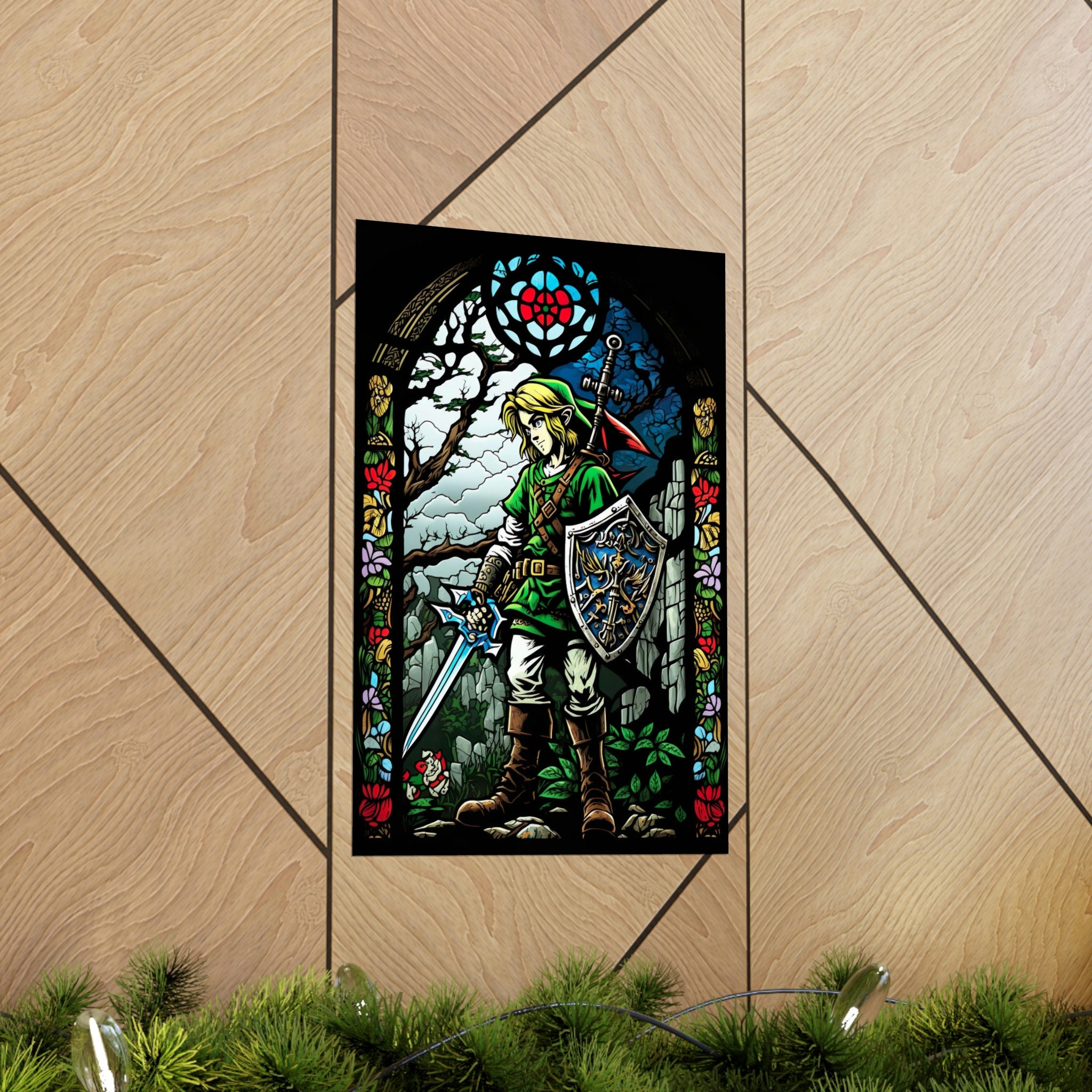 Link Legend Of Zelda: Tears Of The Kingdom Stained Glass Window Poster