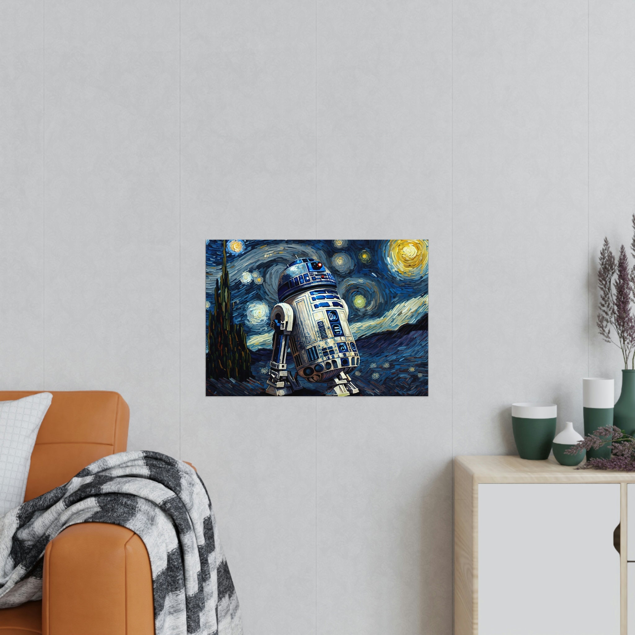 R2D2 Star Wars Starry Night Fan Art Poster - Etsy