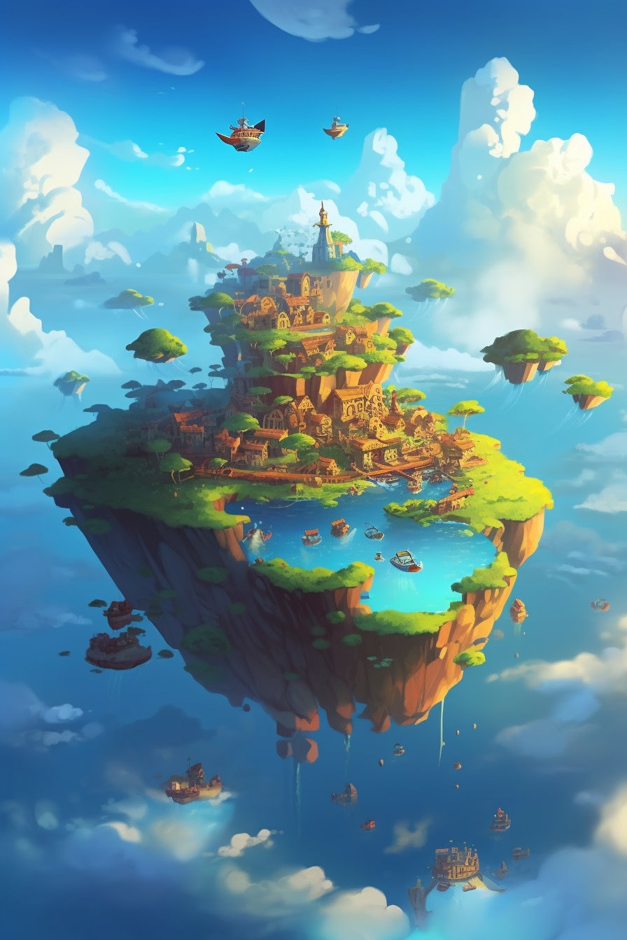 Floating Sky Islands Land of Hyrule Legend of Zelda: Tears of the Kingdom Digital Image .PNG ...