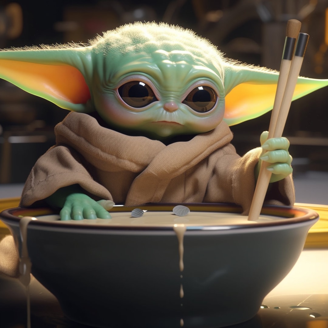 Baby Yoda Eating Soup Star Wars Mandalorian Digital Image .PNG - Etsy