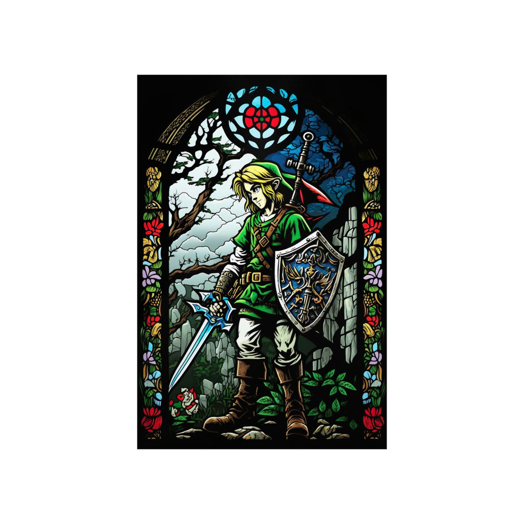 Link Legend Of Zelda: Tears Of The Kingdom Stained Glass Window Poster