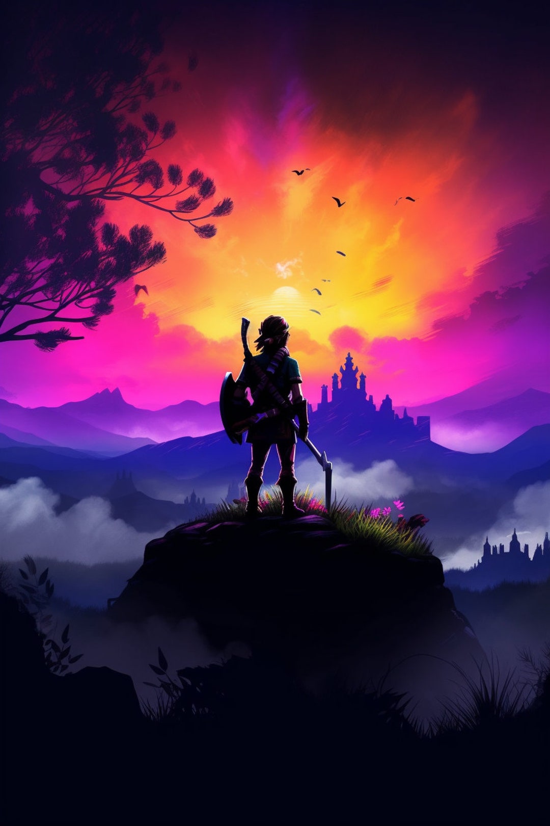 Link Portrait Vibrant Colorful Poster Style Legend of Zelda: Tears of ...