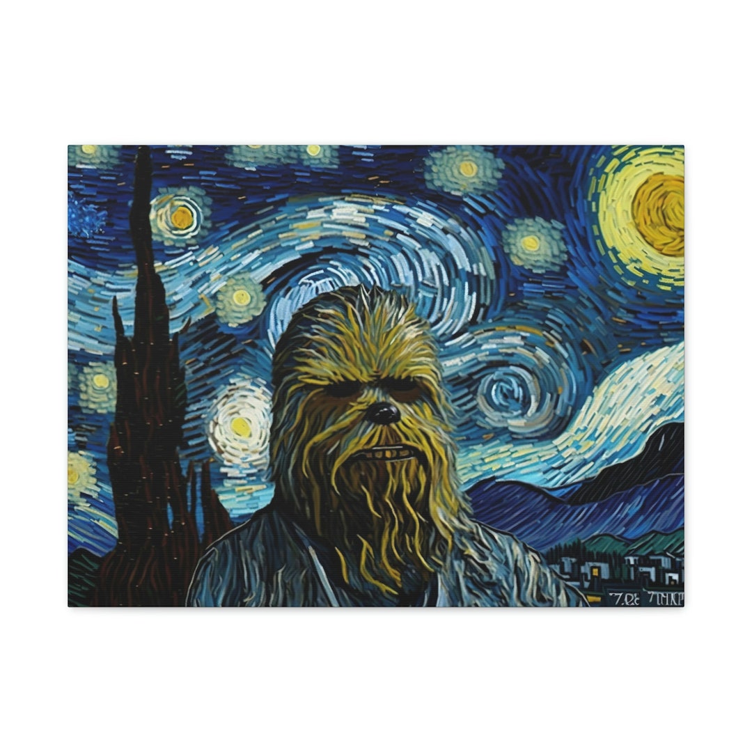 Chewbacca Star Wars Starry Night Fan Art Canvas Wrap. Multiple Sizes ...