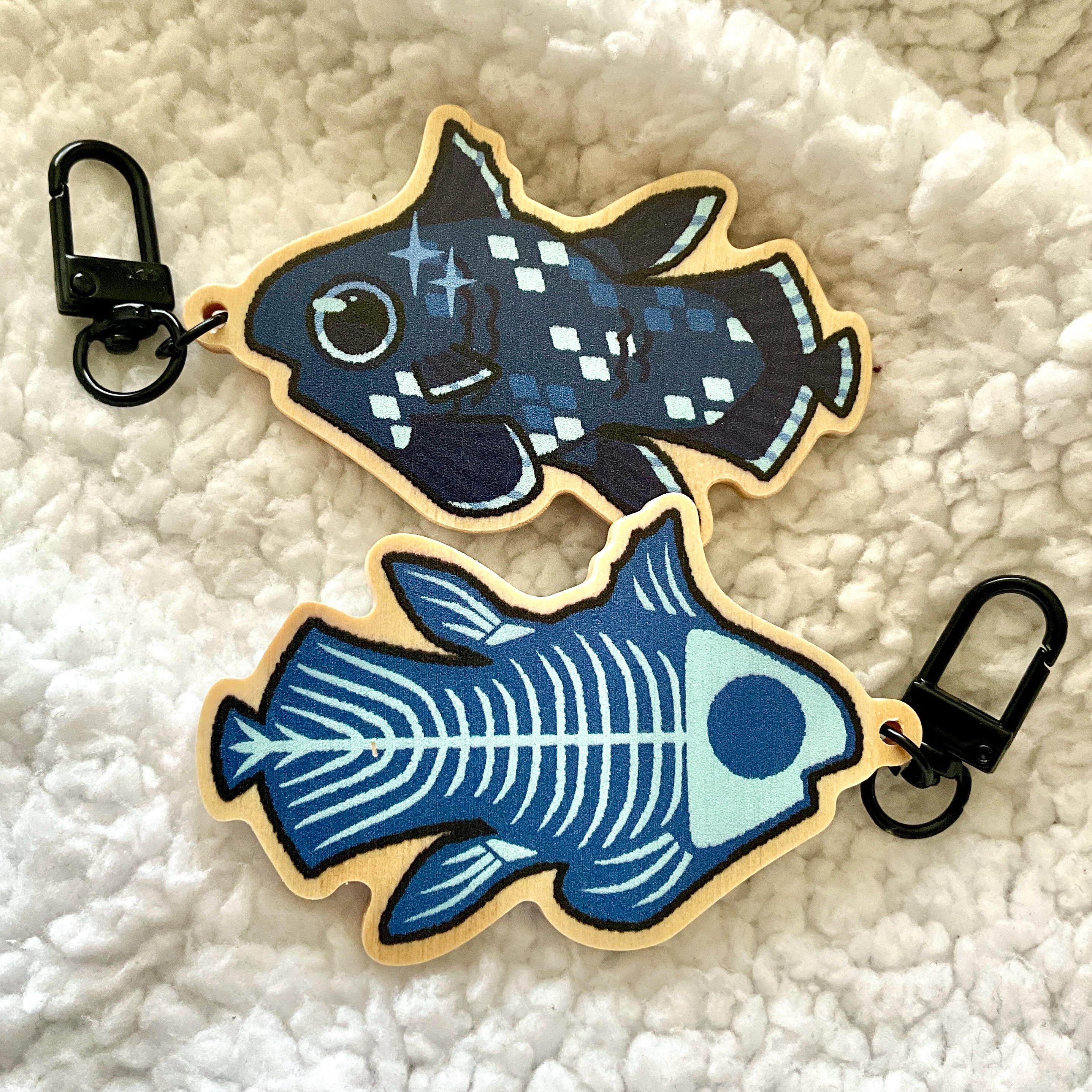 Assorted Fish Skeleton Keychains! Wooden, 3 Inches - Etsy