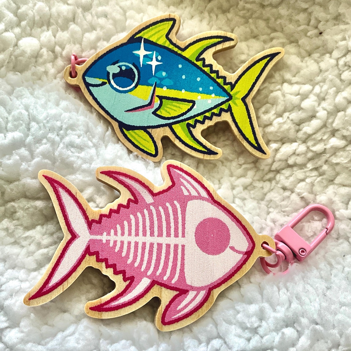 Assorted Fish Skeleton Keychains! Wooden, 3 Inches - Etsy