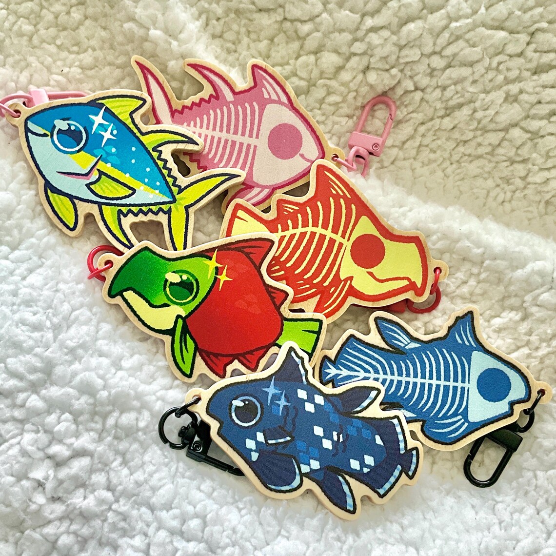 Assorted Fish Skeleton Keychains! Wooden, 3 Inches - Etsy