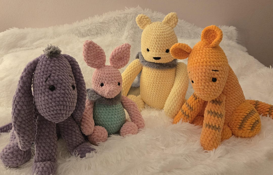 Handmade Classic Vintage Crochet Winnie-the-pooh & Friends Plush Set - Etsy