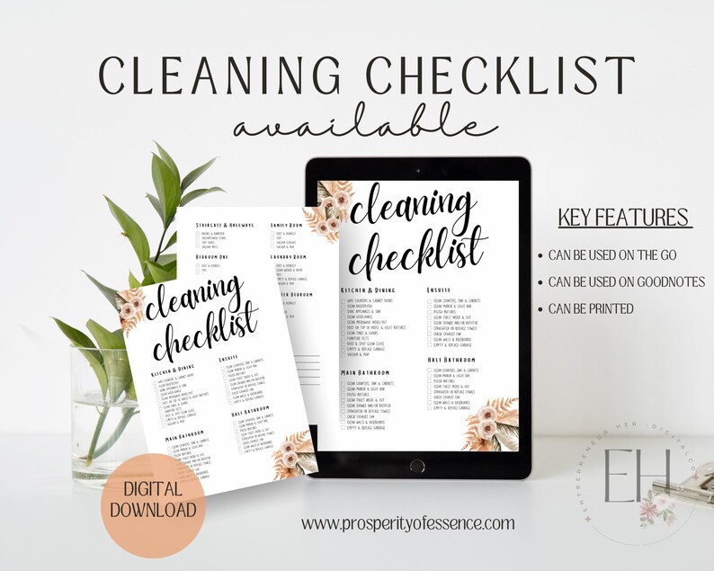 Cleaning Checklist, Digital Download, Chore Chart, Cleaning Business ...