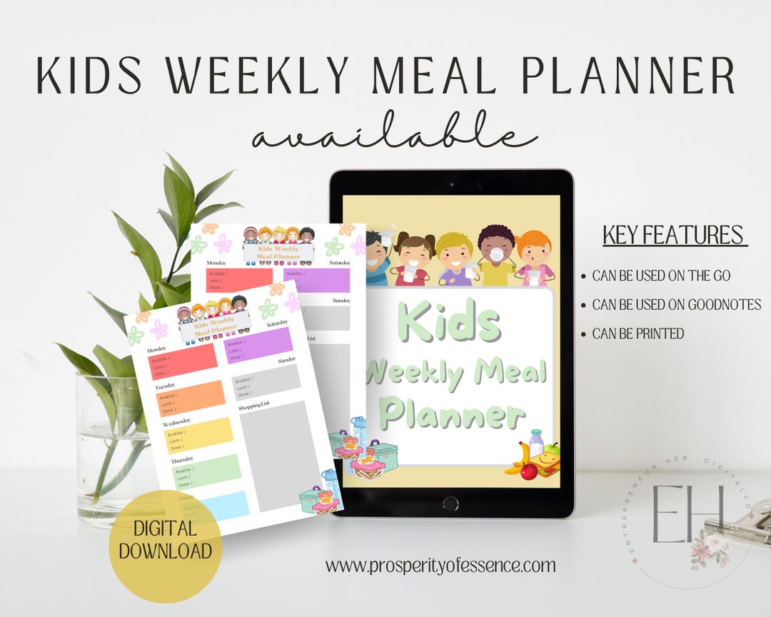 Kids Weekly Meal Planner, Meal Planner, Food Planner Minimalist ...