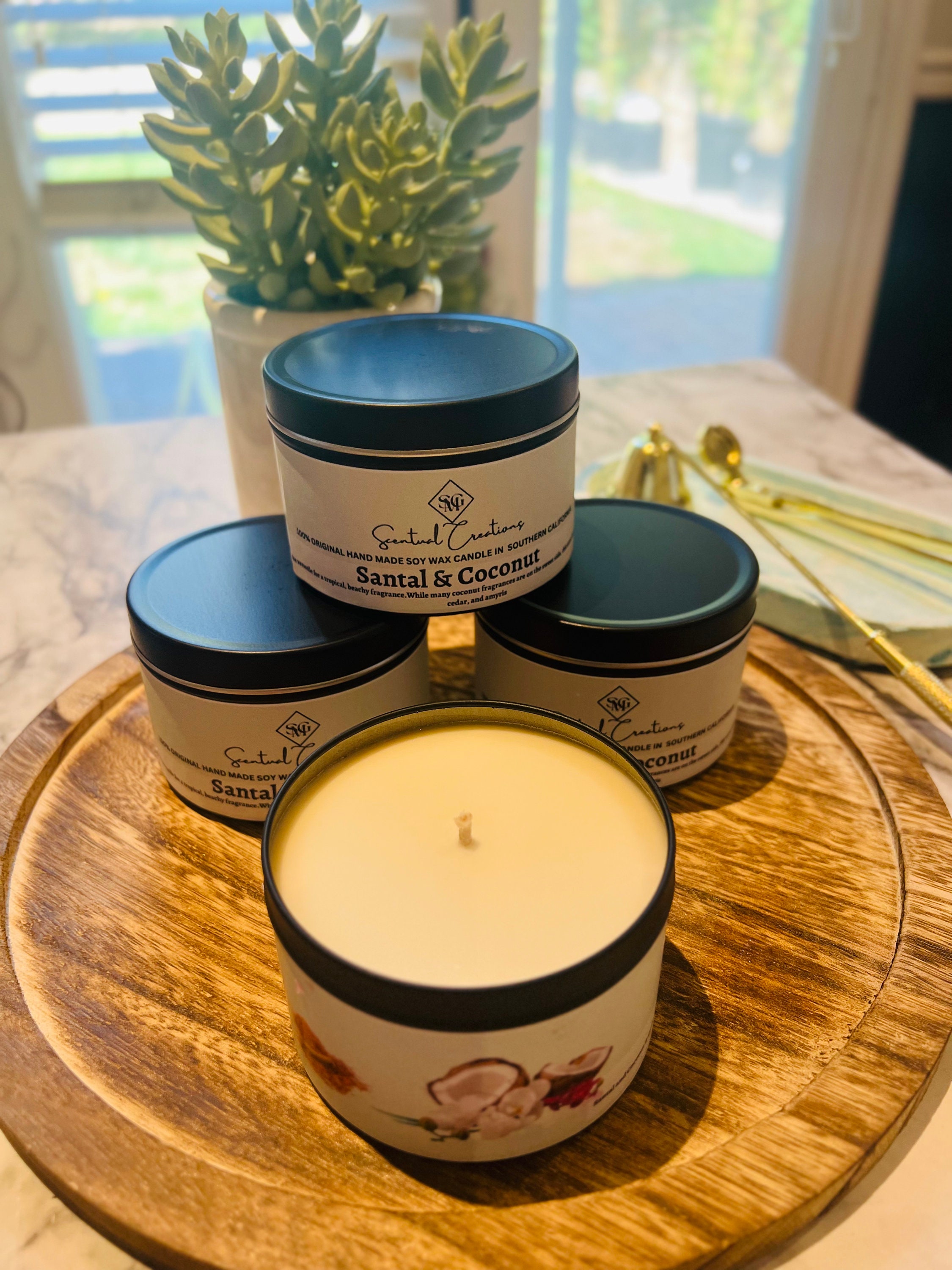 7 Oz Santal & Coconut Soy Candle Vegan Candle Natural Soy Wax Candle Toxic Free Candle ...