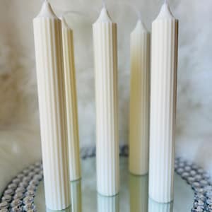 Ribbed Pillar Soy Candle: Tapered, Scented or Unscented, Wedding Decor ...