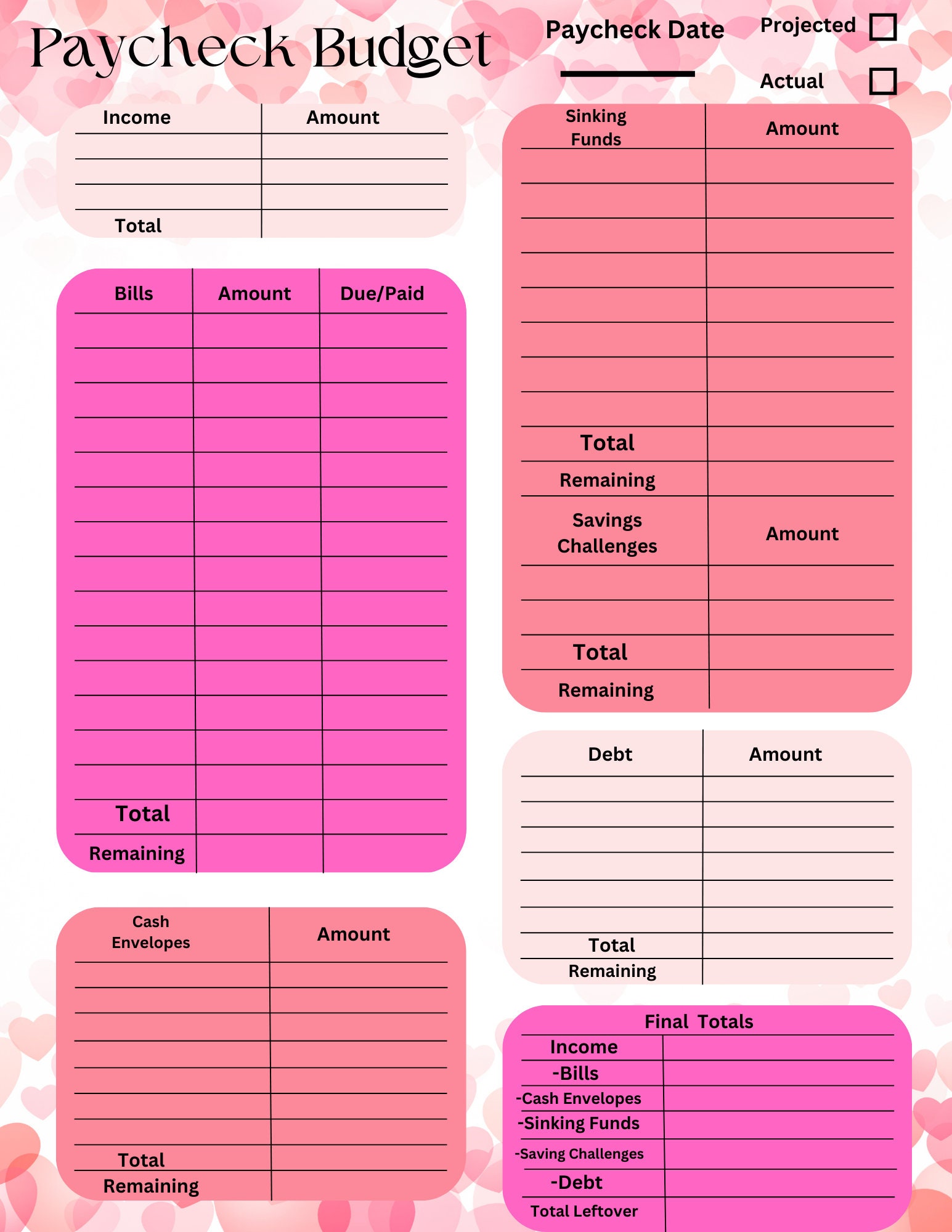 Easy Cash Budget Planner - Etsy