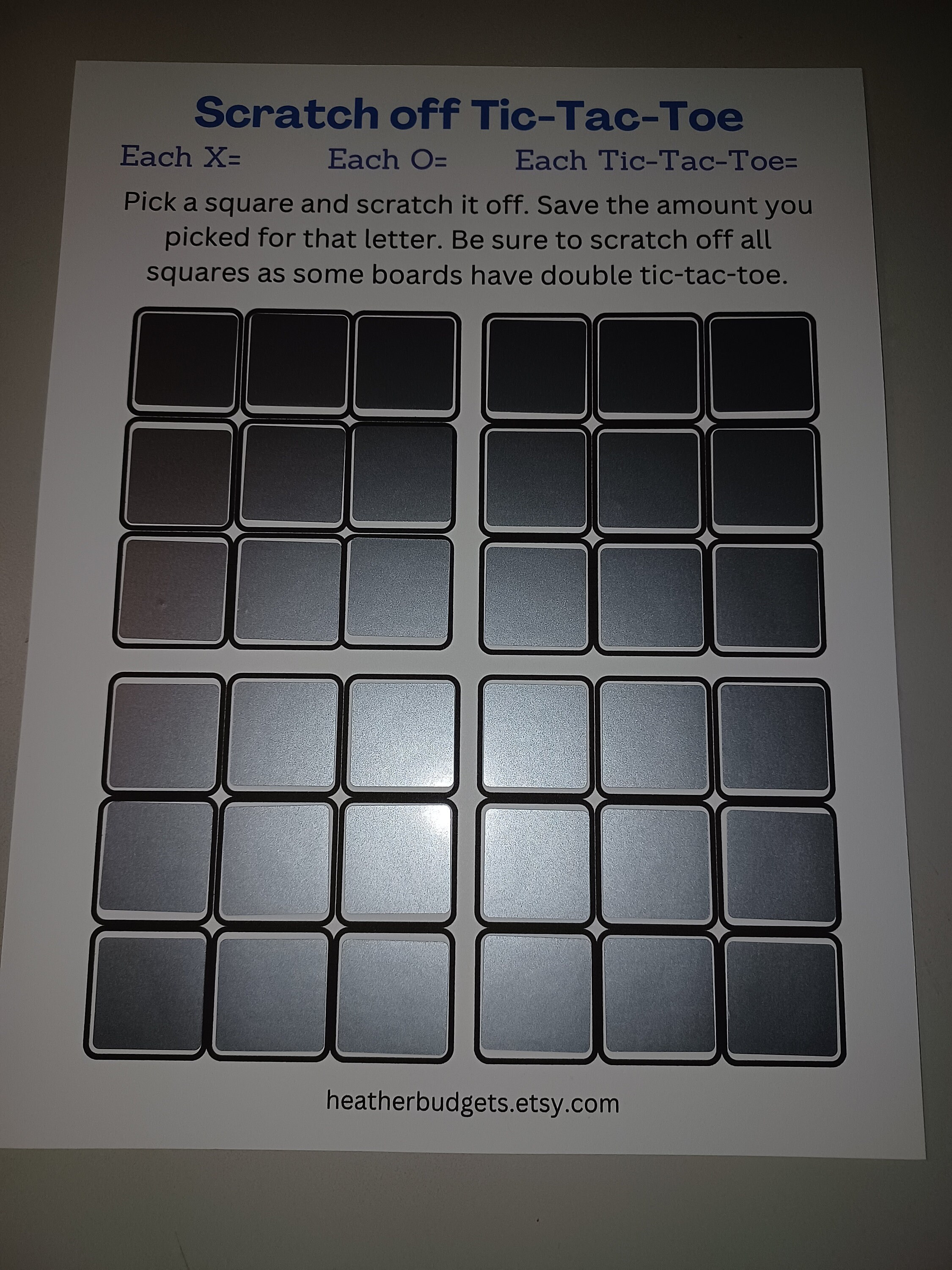 Scratch off Tic-tac-toe - Etsy