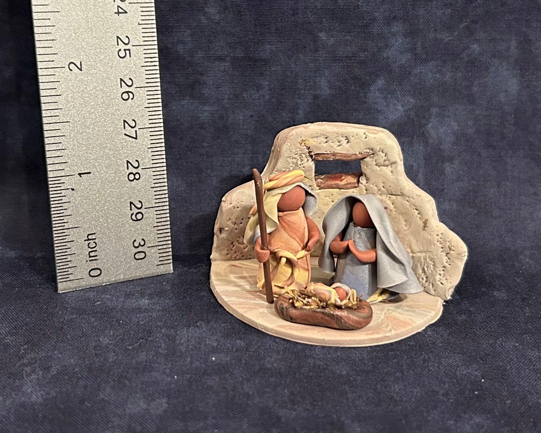 Tiny Nativity Scene - Handmade Polymer Clay With Holy Family, Wise Men ...